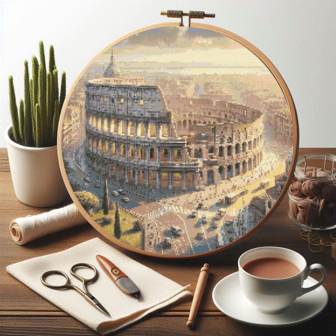 Rome Colosseum Cross Stitch Pattern, Italian Cityscape (PDF Pattern) - Etsy