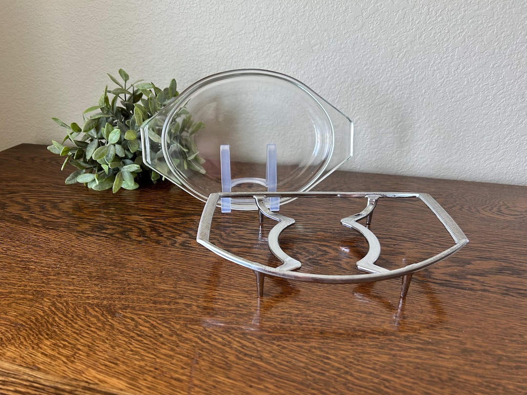 Vintage PYREX 943 C Oval Glass Lid and Corning Ware Cradle - for 043 1. ...