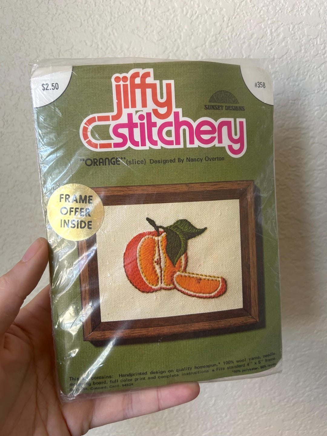 NOS New in Package Jiffy Stitchery Kit - Sliced Orange Fruit Complete ...