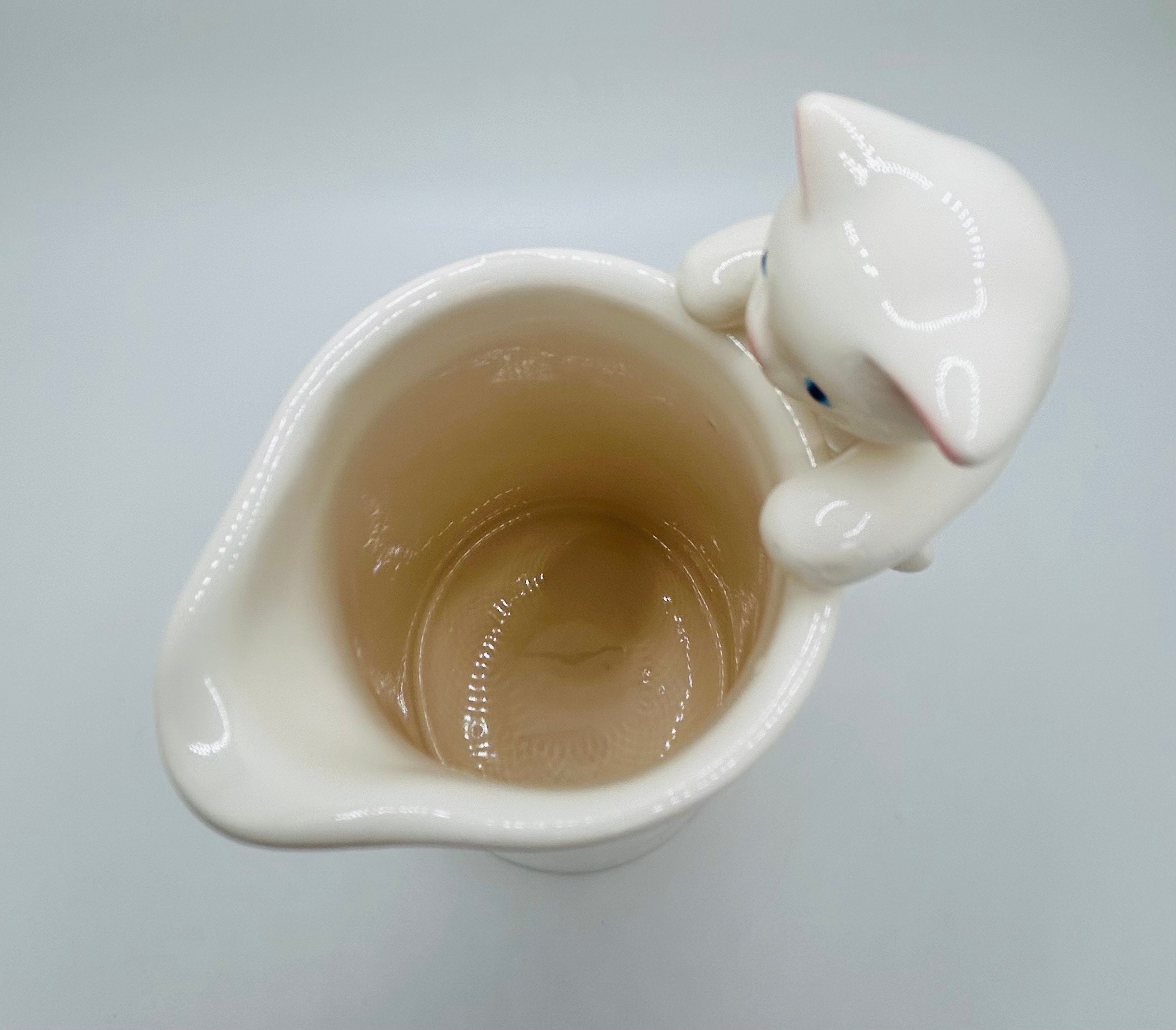 Vintage White Ceramic Hanging Kitten Creamer Cat Milk Pitcher Unique ...