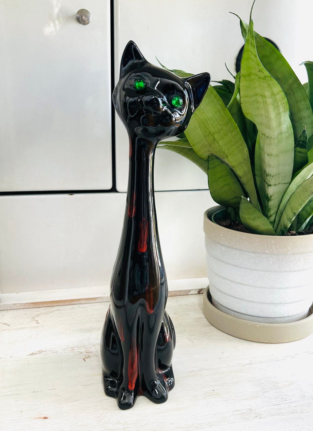 Vintage 1971 Large Long Neck Atomic Cat Statue - Mid-century Shelf ...