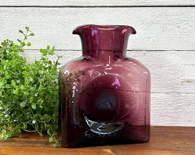 Vintage Blenko Art Glass Double Spout Purple Amethyst Carafe - Blown ...
