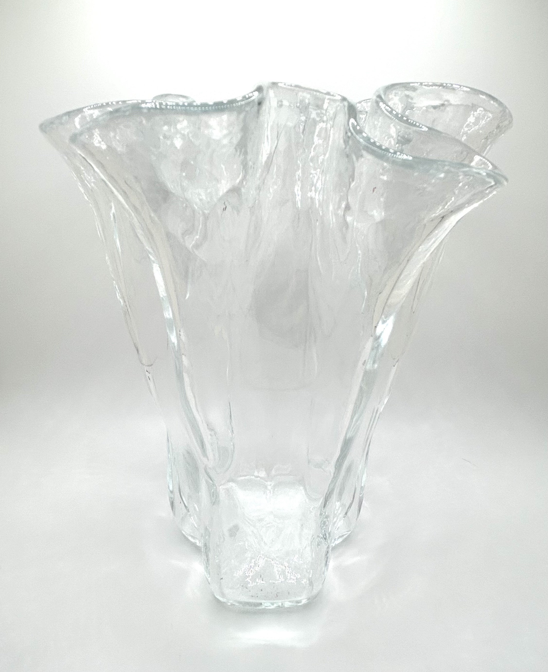 8 Vintage Muurla Finland Hand Blown Art Glass Vase Ruffled Handkerchief ...