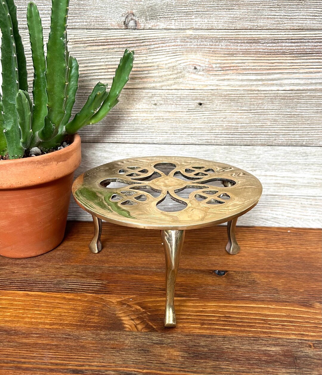 Vintage 3 Tall Brass Tri-footed Riser Golden Victorian Style Home Decor ...