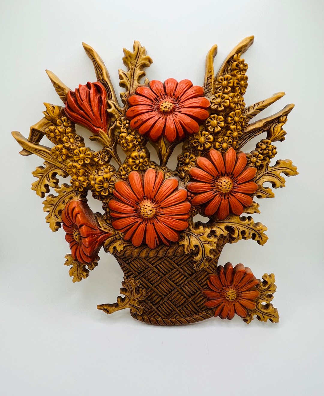 Groovy Authentic 1970s Burwood Brown and Orange Daisy Flower - Etsy