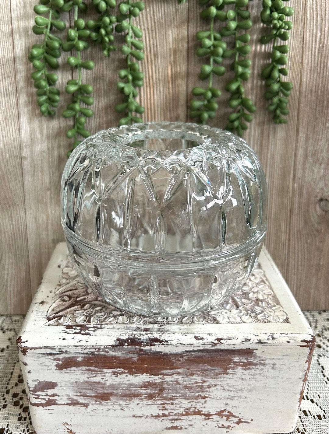 Vintage Clear Glass Homco Fairy Lamp Collectable Glass Candle Holder ...