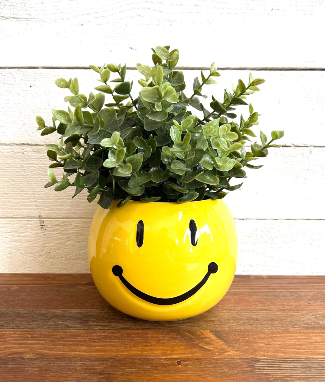 Vintage Yellow Smiley Face Planter - 1990’s Y2K Houseplant Cover Pot ...