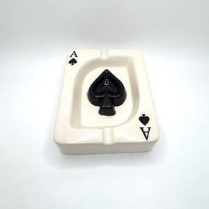 Ace of Spades Vintage Ceramic Coffee Table Ashtray Mid Century Kitschy ...