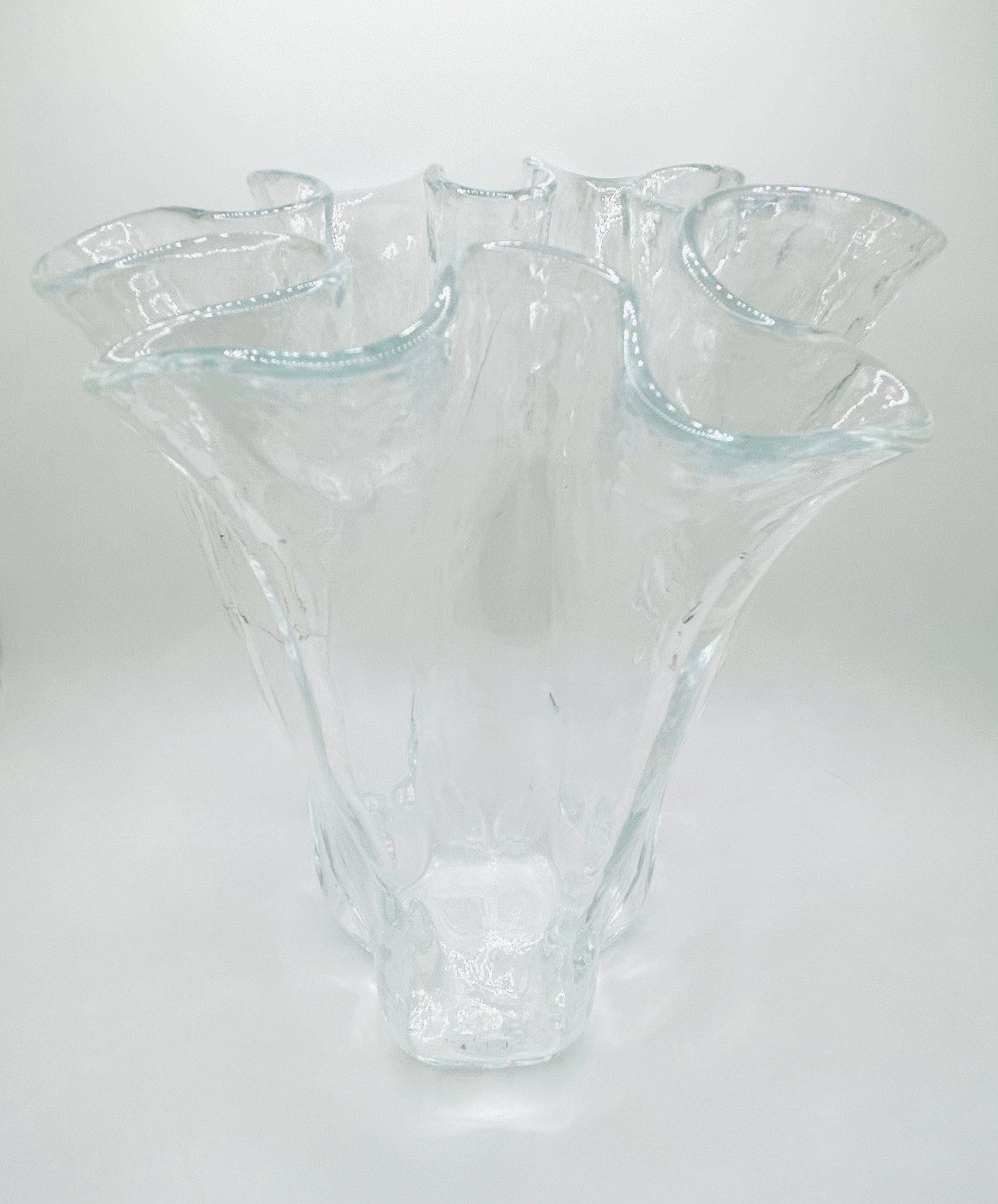 8 Vintage Muurla Finland Hand Blown Art Glass Vase Ruffled Handkerchief ...