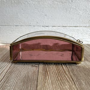 Purple Beveled Glass Trinket Box With Hinged Lid and Mirror - Etched ...