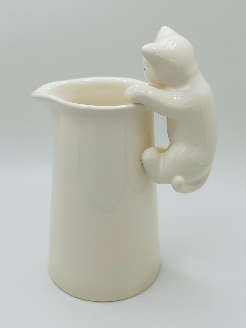 Vintage White Ceramic Hanging Kitten Creamer Cat Milk Pitcher Unique ...