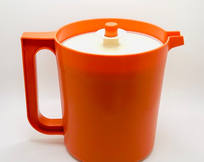 Mid-century Vintage Tupperware Lidded Juice Pitcher Groovy Orange Color ...