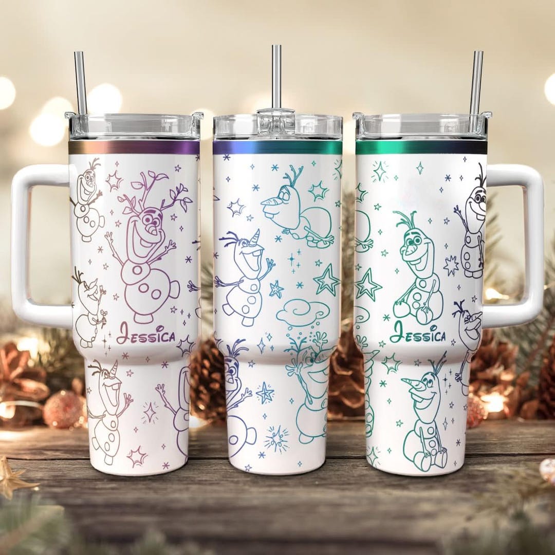 Olaf Frozen Cartoon Engraved Tumbler 40oz, WDW Magic Kingdom Tumbler ...