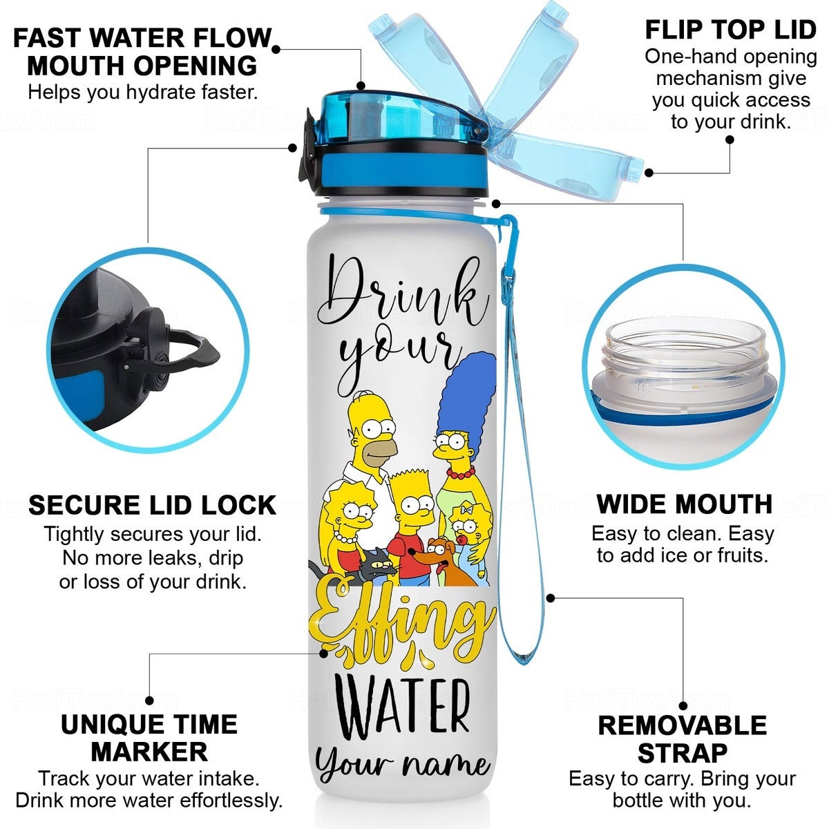 The Simpsons Water Bottle, Simpsons Family Bottle, Simpson Kids ...