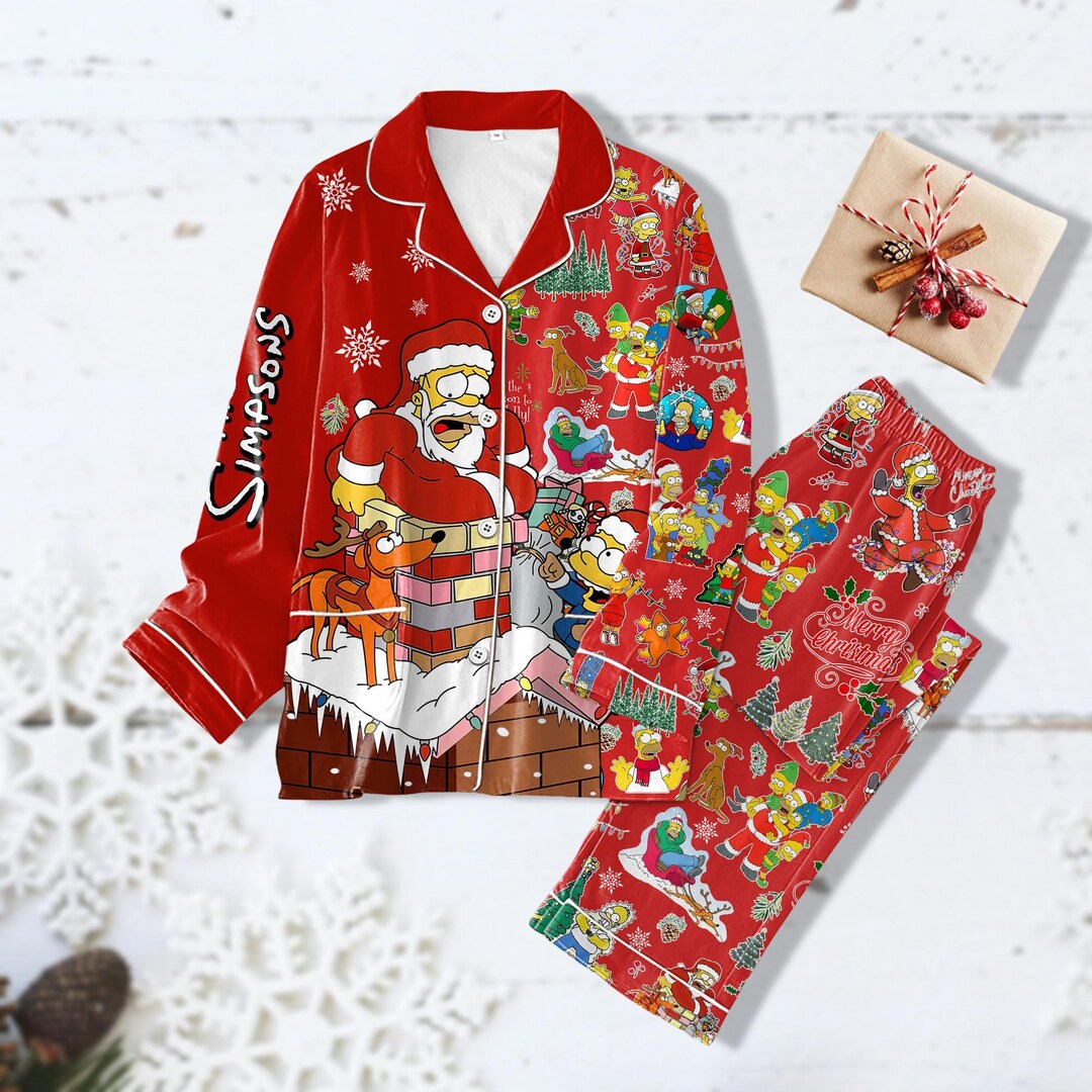 Christmas the Simpsons Pajamas Set, Cartoon Christmas Pajama, Family ...