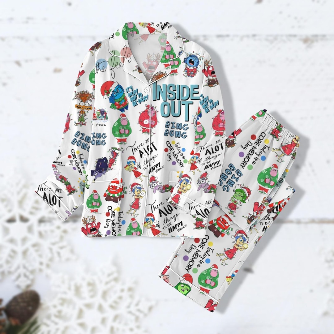 Disney Inside Out 2 Christmas Pajamas, Riley Joy Disgust Christmas ...