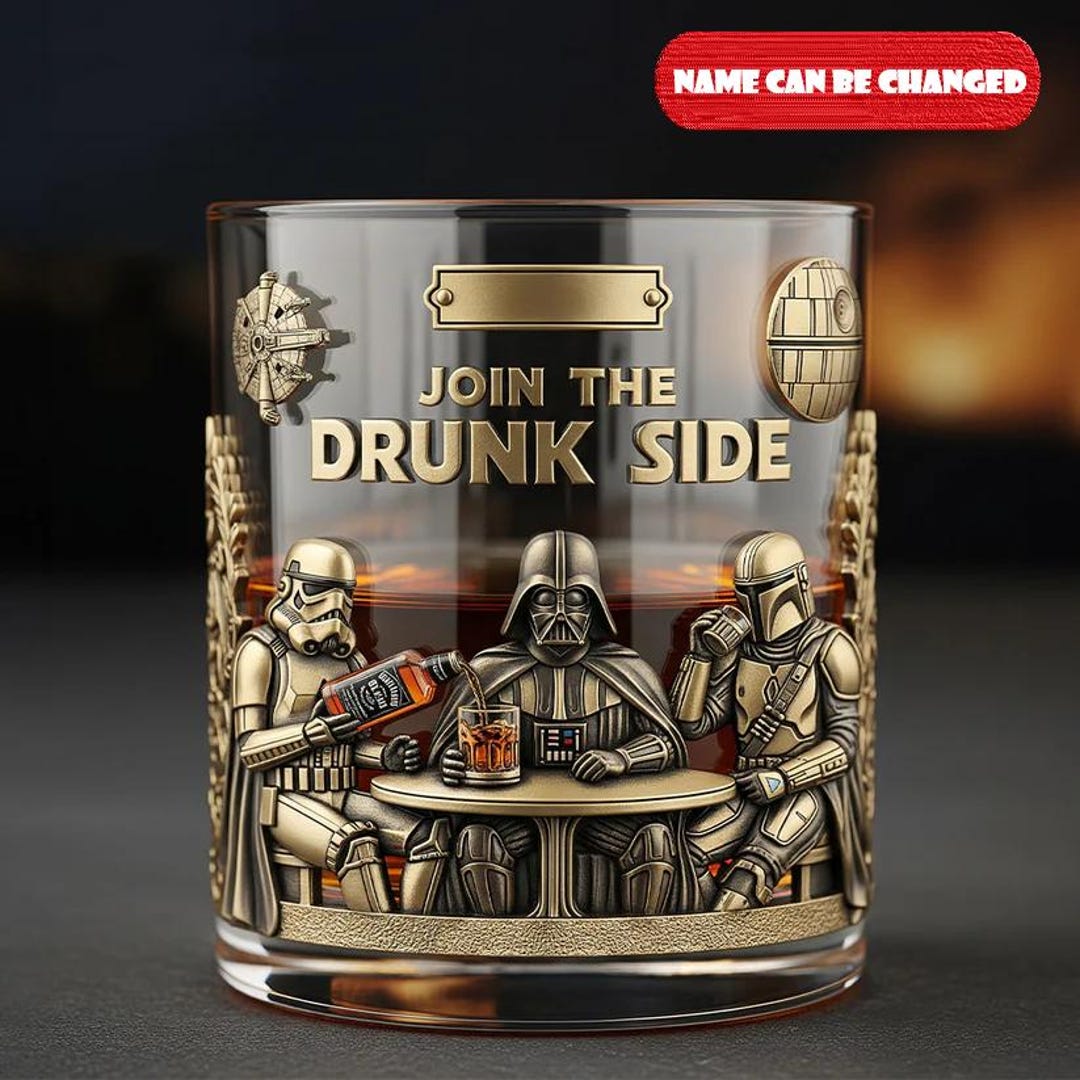 Star Wars Whiskey Glass Golden, Personalized Whiskey Glass, Custom Name ...