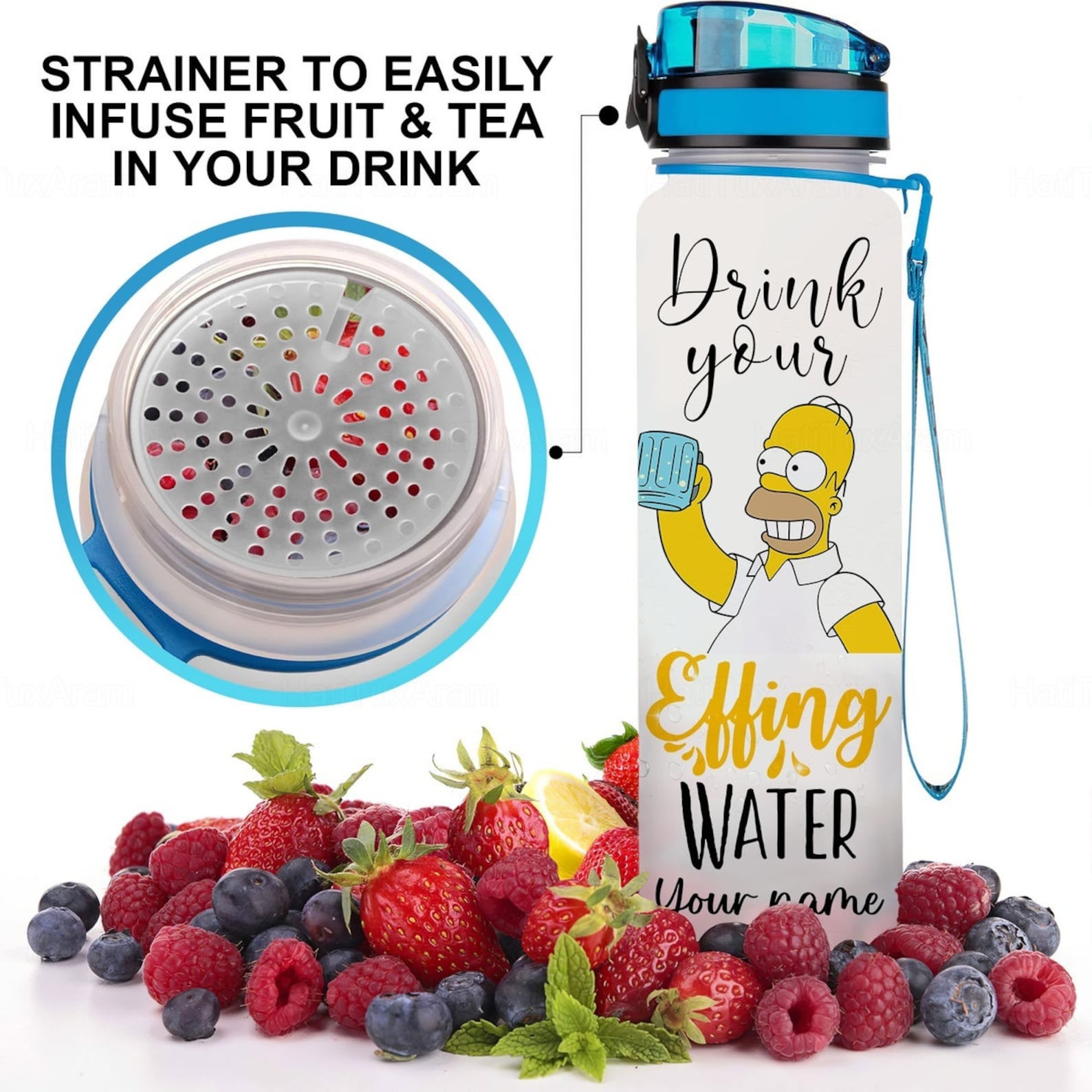 Homer Simpson Water Bottle, the Simpsons Bottle, Personalized Bottle ...