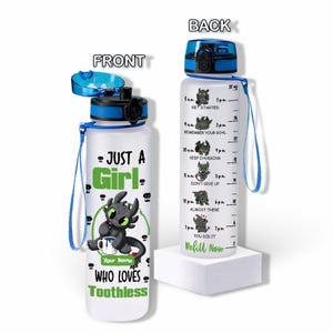 Toothless Bottle With Time Marker, HTTYD Light Night Fury Water Bottle ...