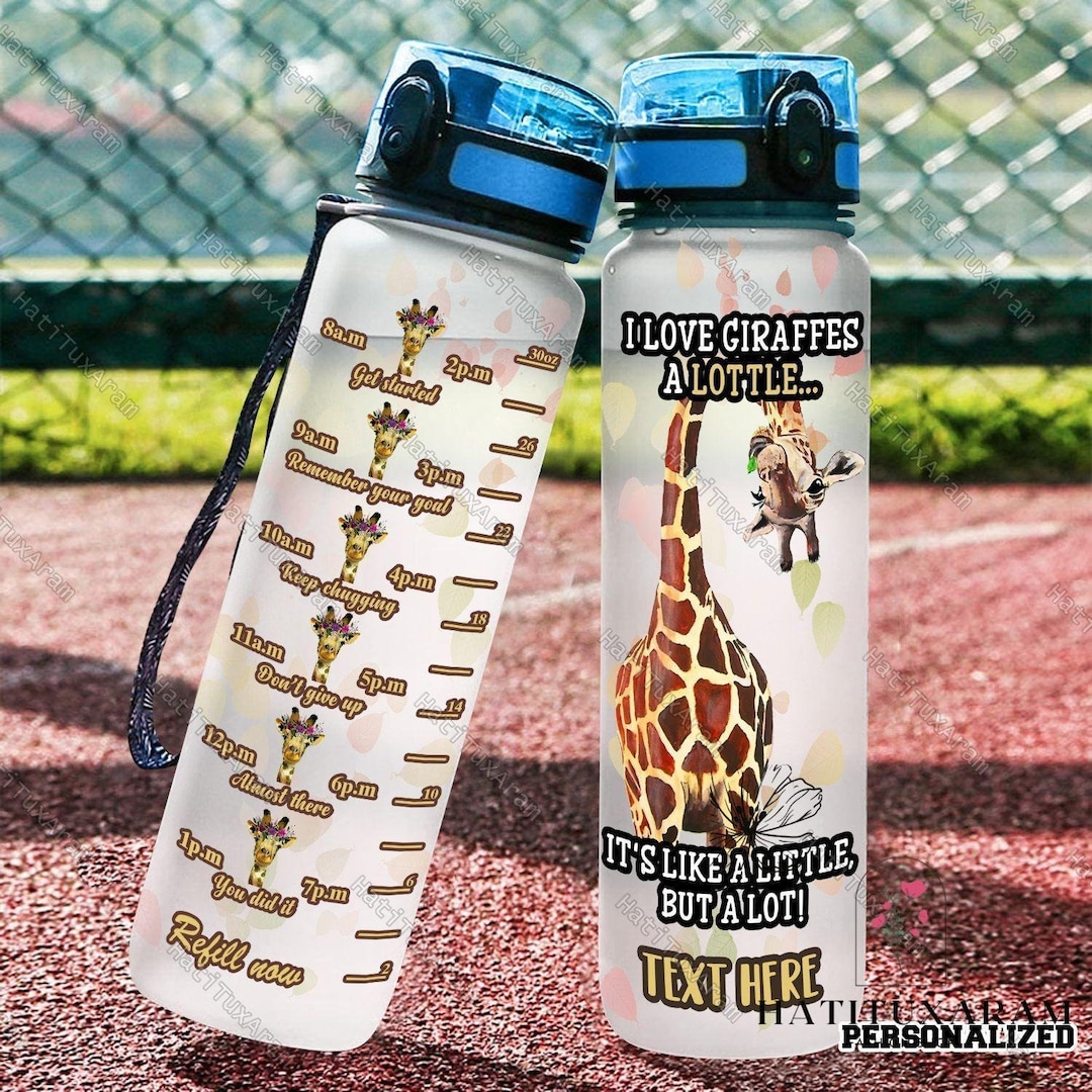 Personalized Name Giraffe Bottle, I Love Giraffes Bottle, Giraffe Water ...