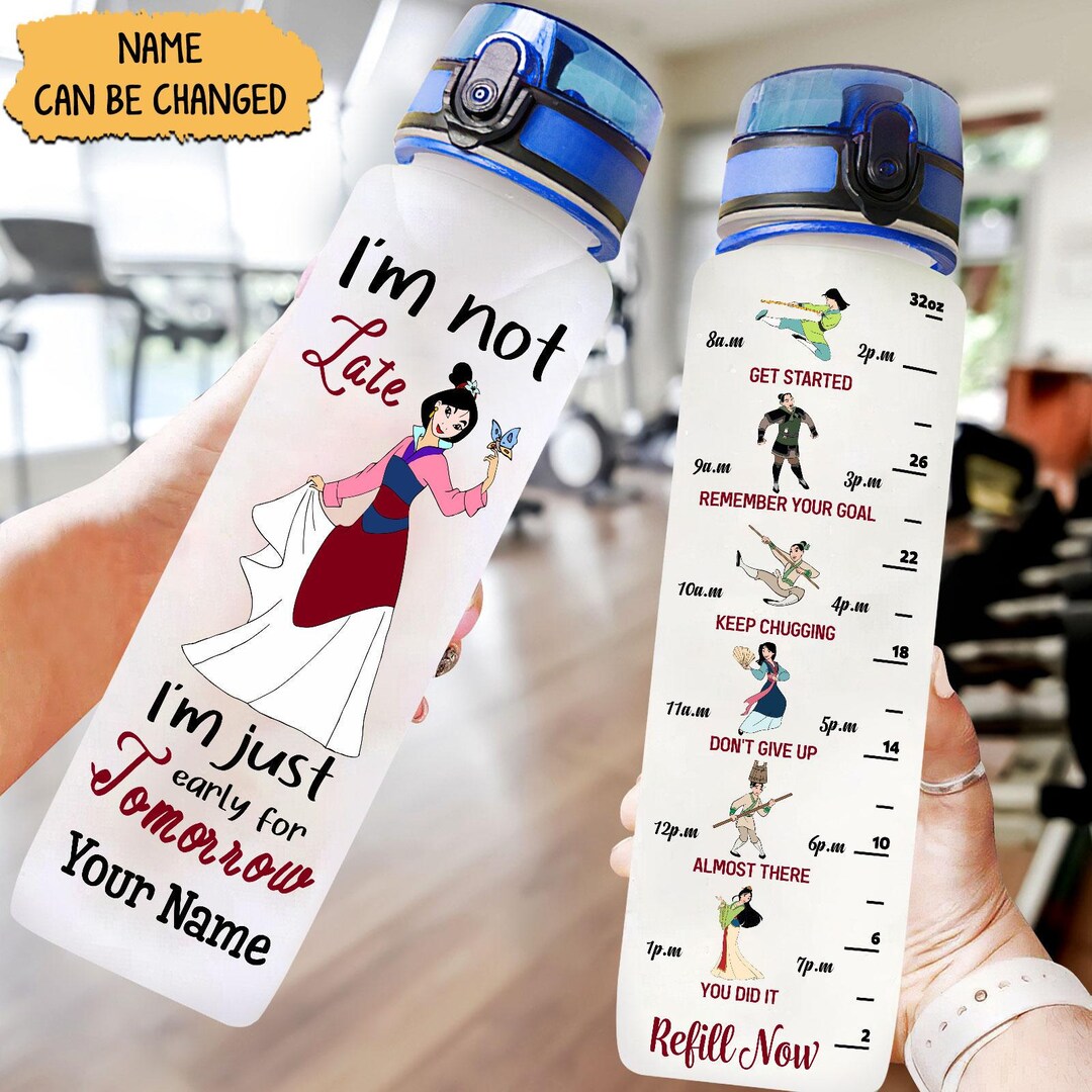 Christmas Mulan Princess Water Tracker Bottle, Personalized Princess ...