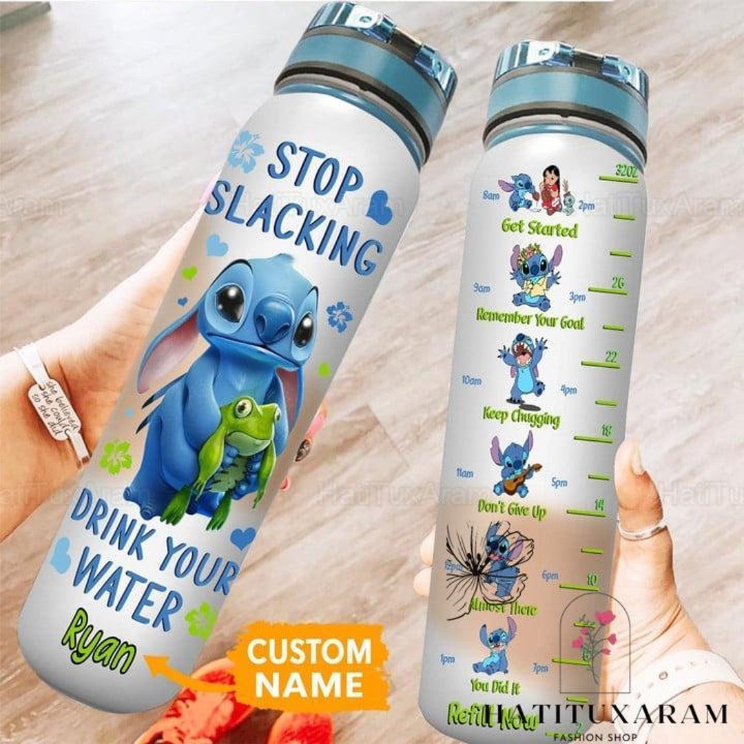 Stitch Water Bottle, Custom Name Stitch Water Tracker, Trendy Gift, Stitch Drink Bottle, Disney ...