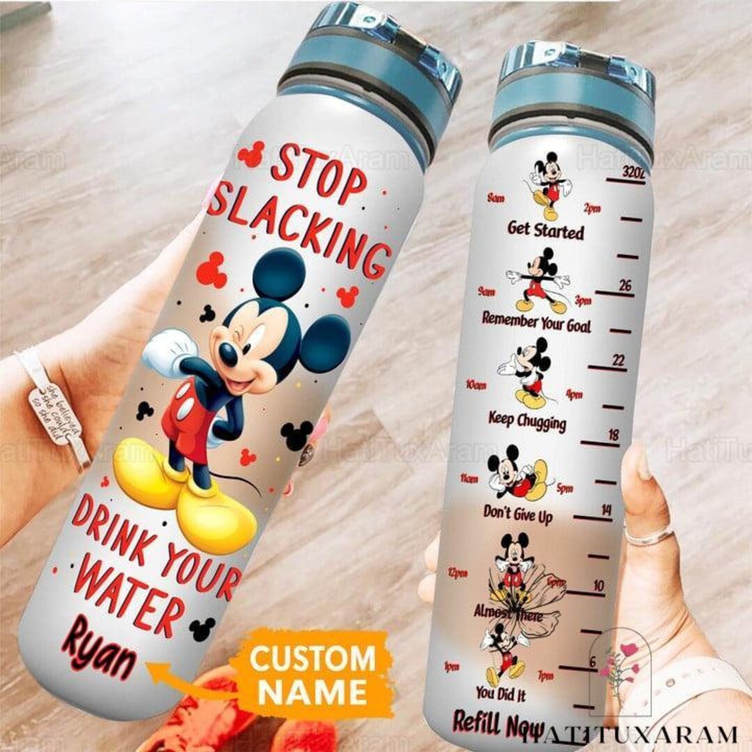 Mickey Mouse Water Bottle, Minnie Mouse Water Bottle, Motivational ...