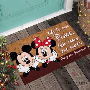 Mickey and Minnie Doormat, Mickey Welcome Mat, Personalized Doormat ...