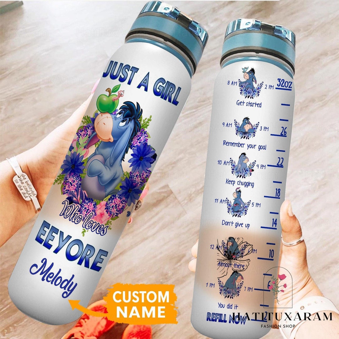 Eeyore Water Tracker Bottle, Custom Eeyore Water Bottle, Winnie the ...