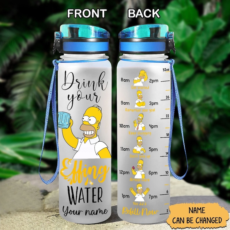 Homer Simpson Water Bottle, the Simpsons Bottle, Personalized Bottle ...