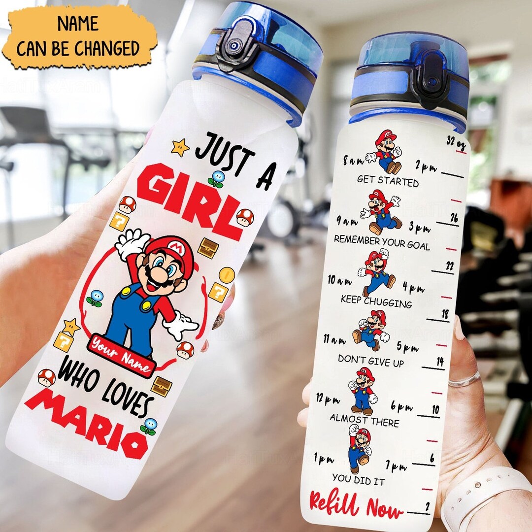 Mario Water Tracker Bottle, Mario Water Bottle, Personalized Mario ...