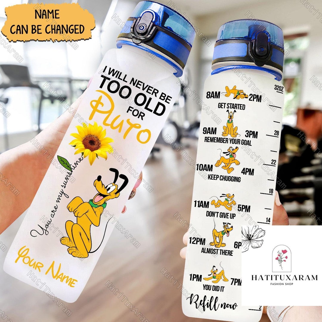Pluto Water Bottle Tracker, Pluto Dog Bottle, Disney Dog Bottle, 32oz ...
