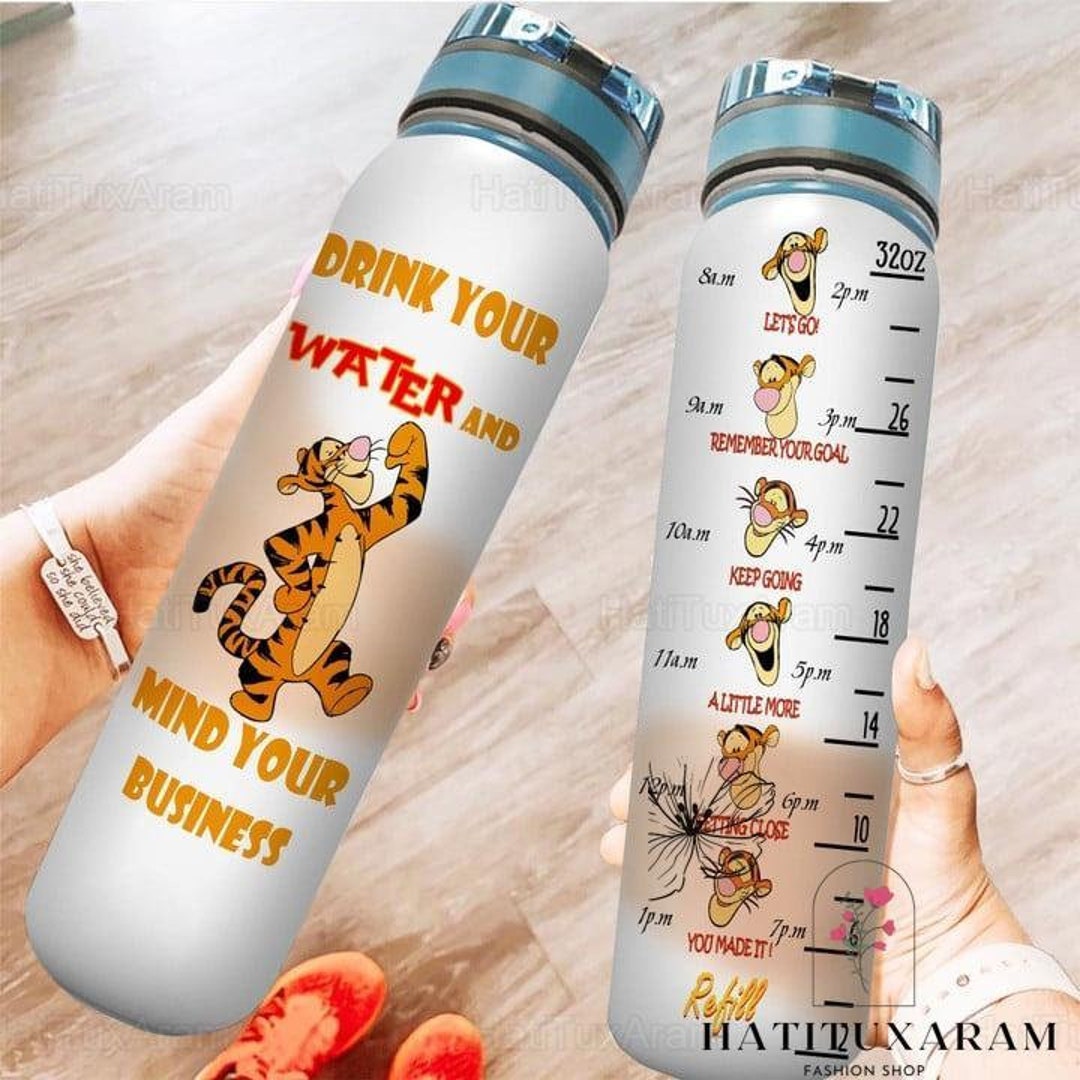 Tigger Water Bottle Tracker, Winnie the Pooh 32oz Water Bottle ...