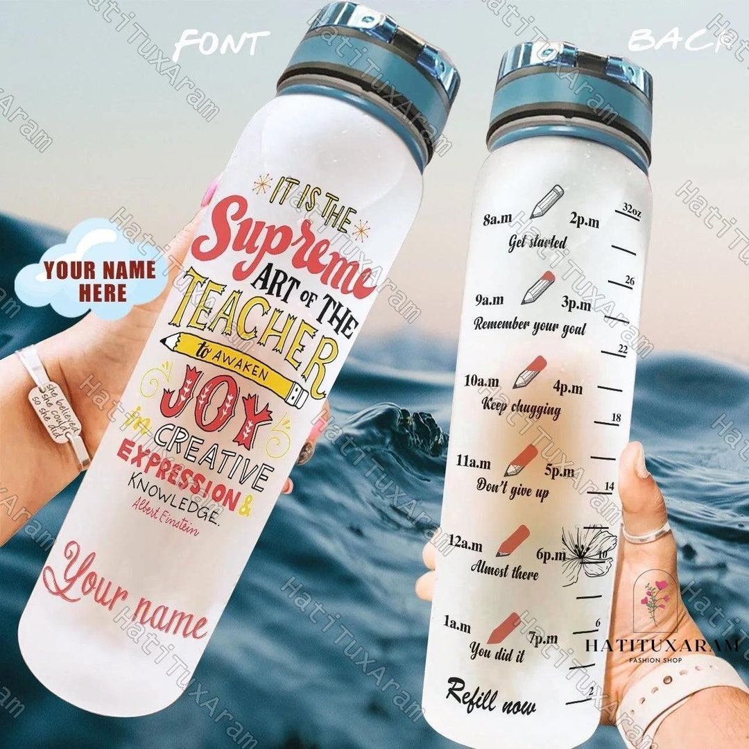Funny Teacher Water Bottle, Personalized Teacher Bottle, Motivational ...