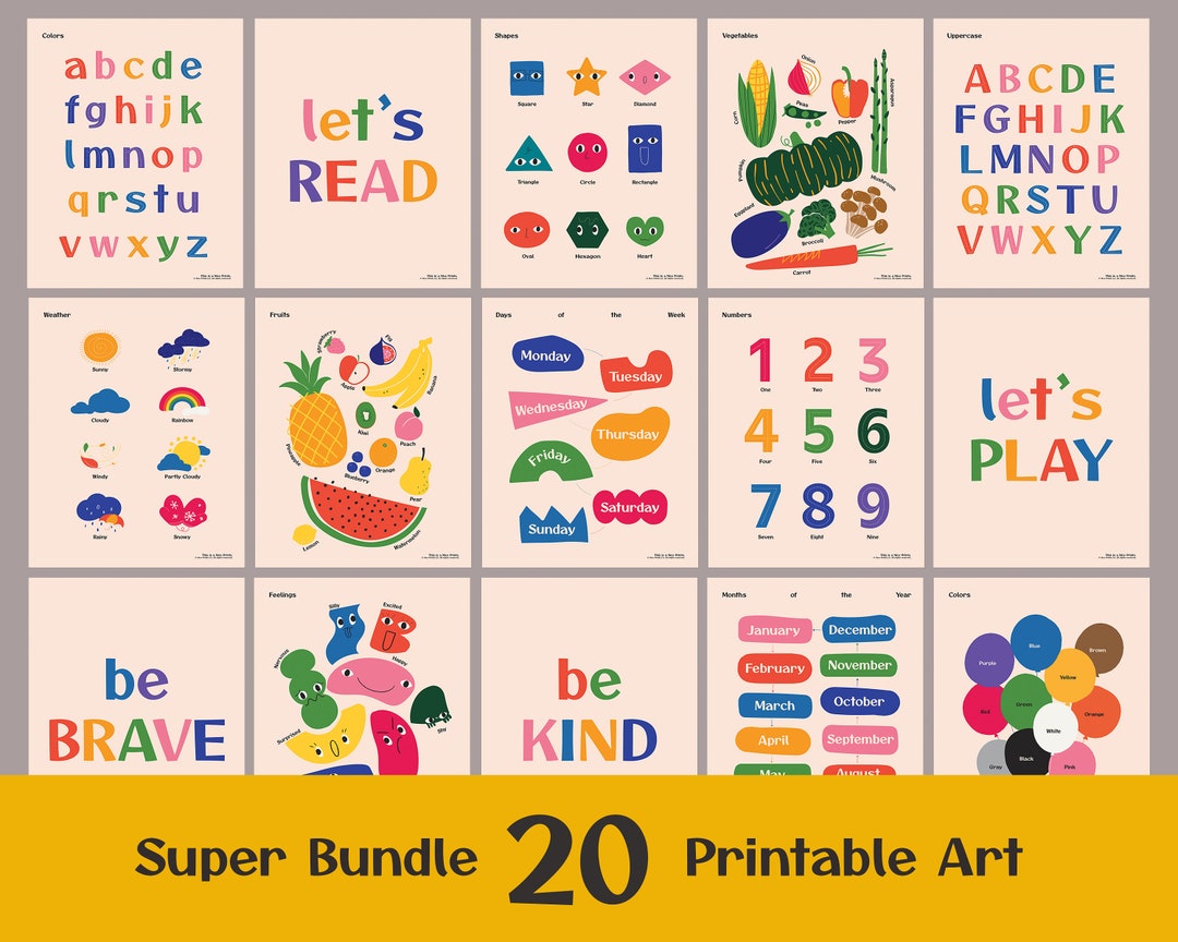 Engage Young Minds: Set of 20 English Educational Posters - Instant ...