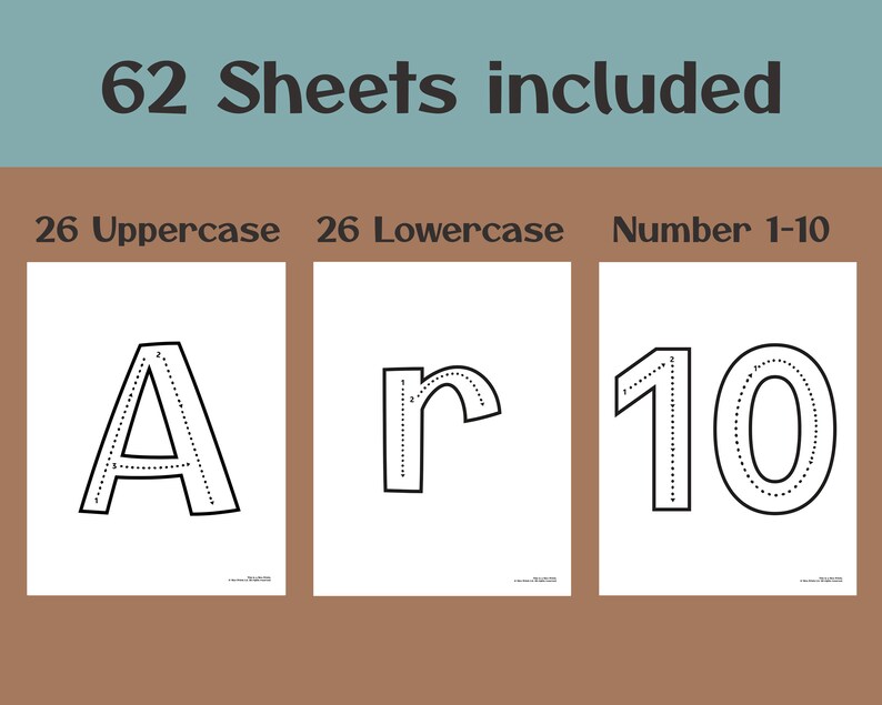 66 Printable Kid Trace the Alphabet Number Worksheets - Etsy