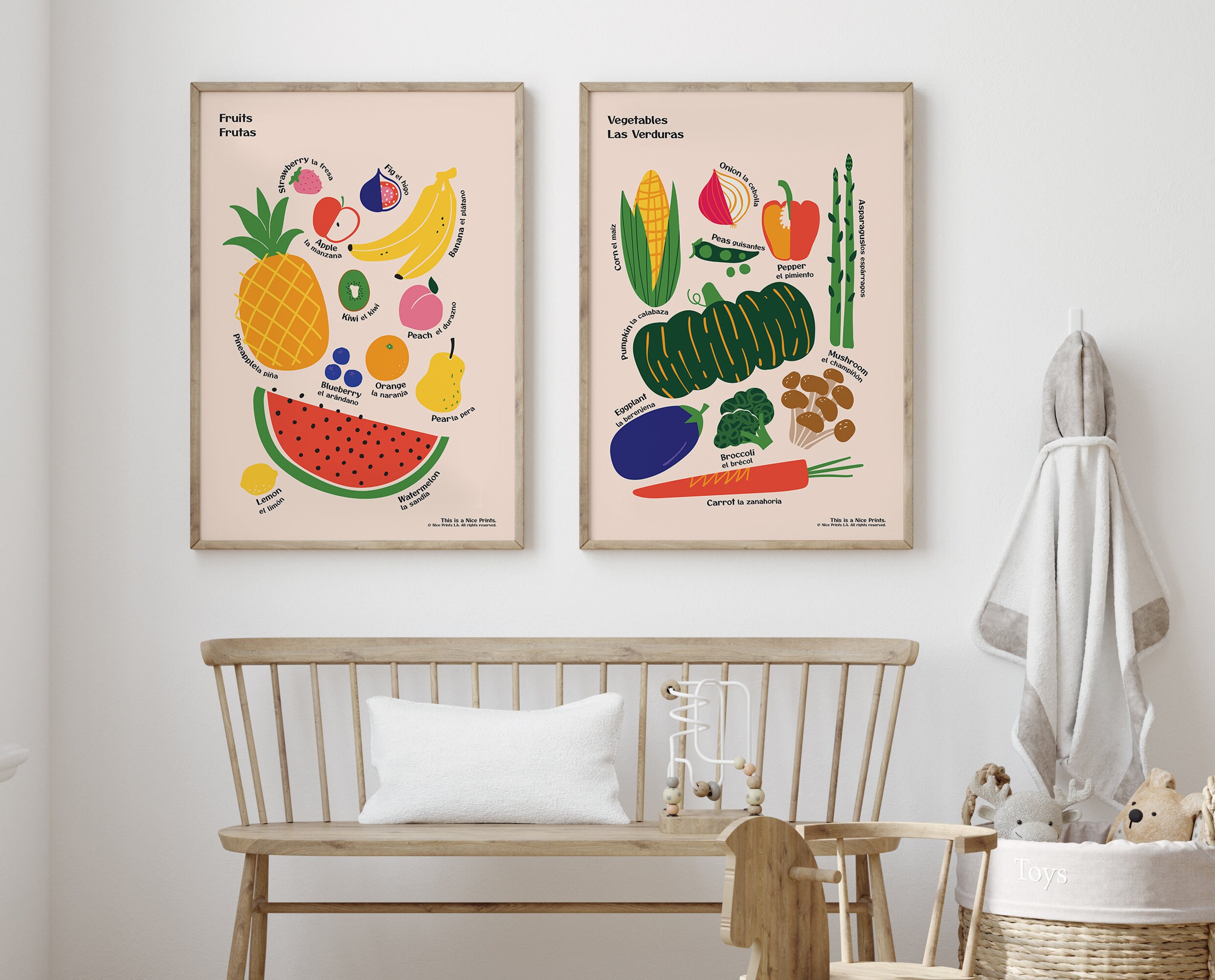 8 Pc Bilingual Spanish English Language Class, Nursery Poster, Numbers ...