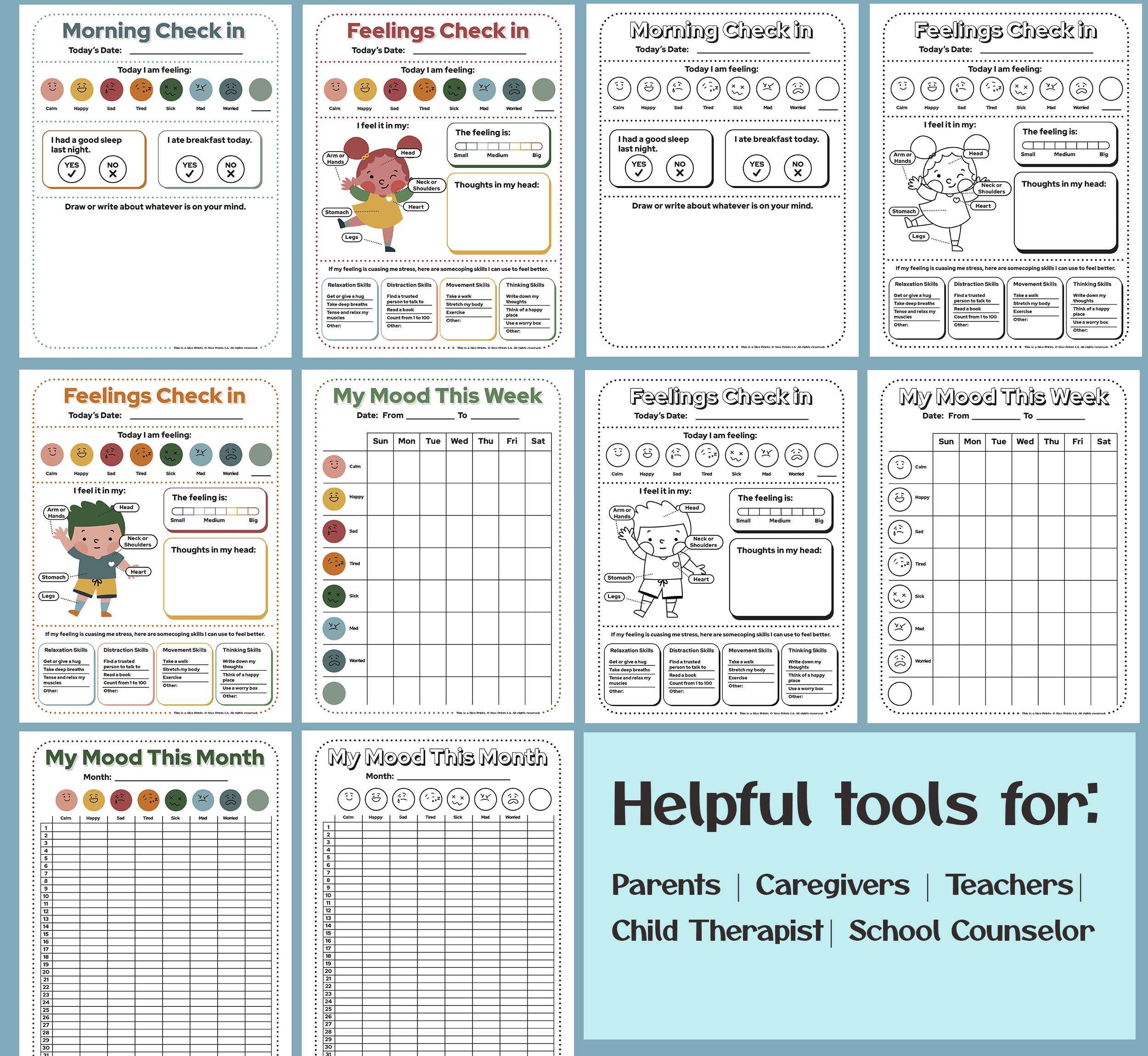 Feelings Check-in Printable for Kids | Children Emotional Awareness ...