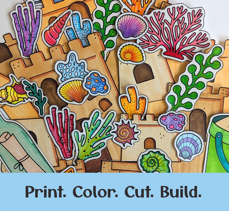 DIY Build a Sand Castle| Summer Beach Camp Craft | Printable Ocean ...