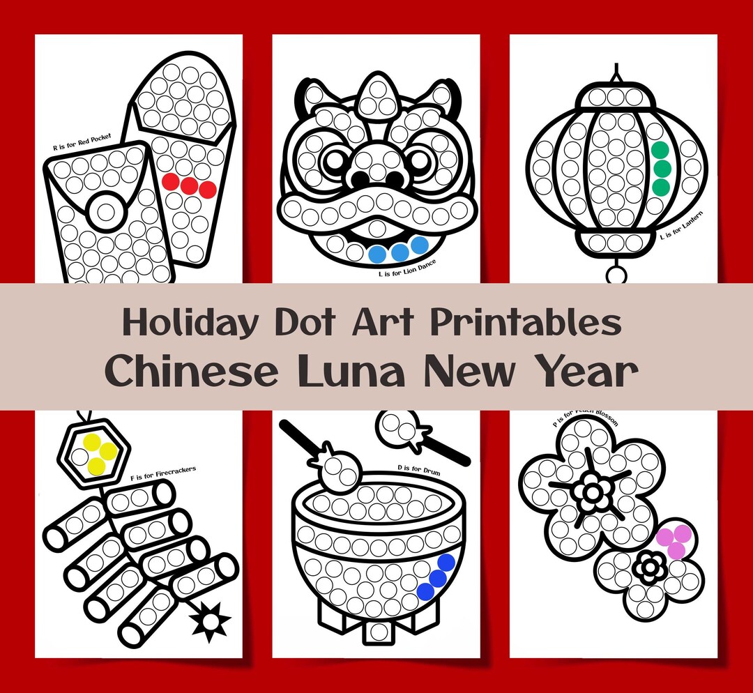 6 Chinese Lunar New Year Dot Sticker Activity, Toddler Art & Craft ...