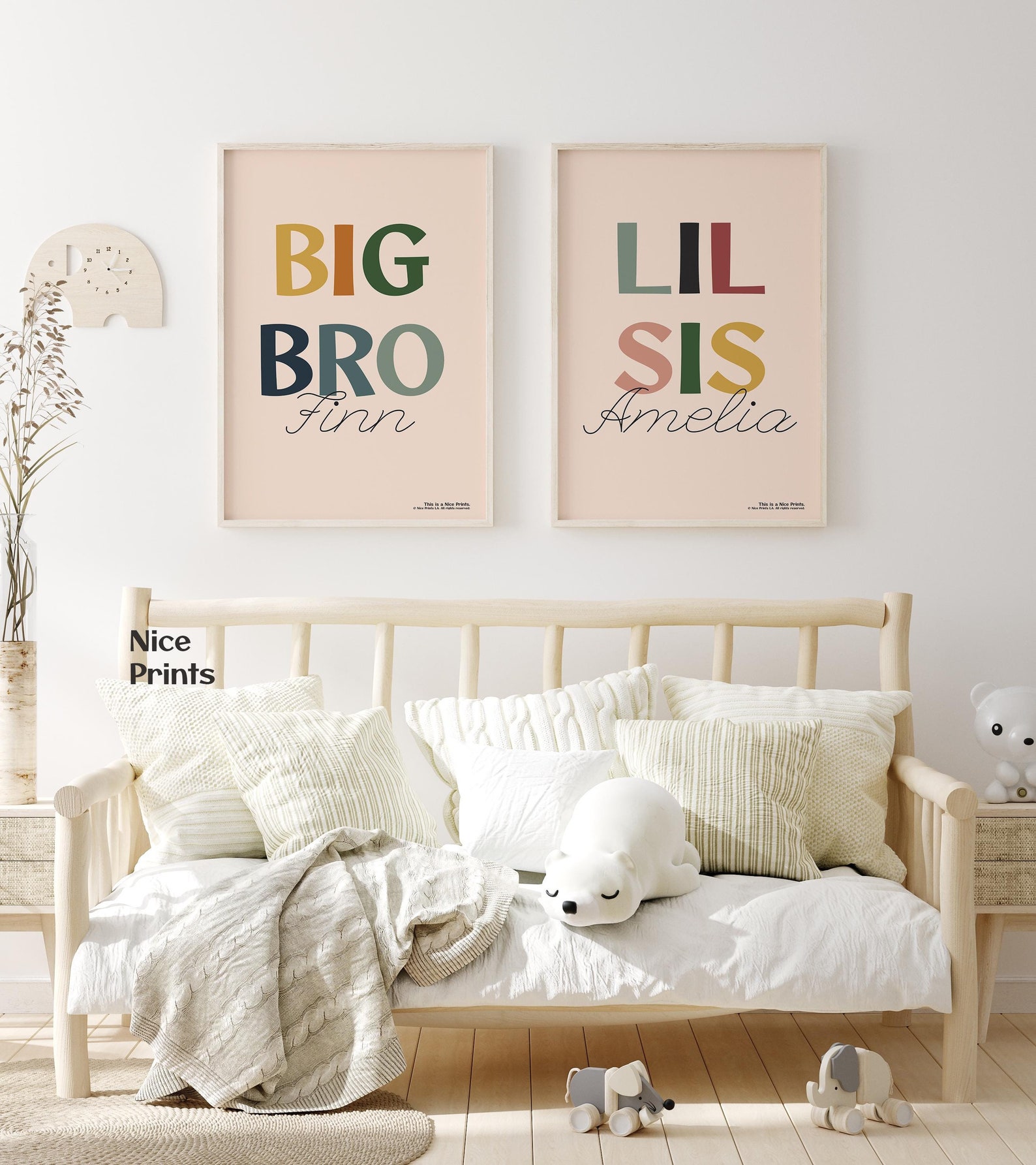 Personalize Name Prints Brother Sister Room Wall Art, Siblings Shared ...