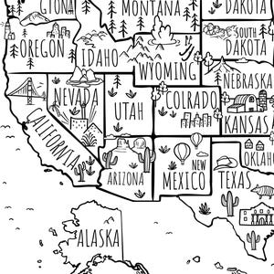US States Map Coloring Page for Kids | Learn 50 States Geography ...