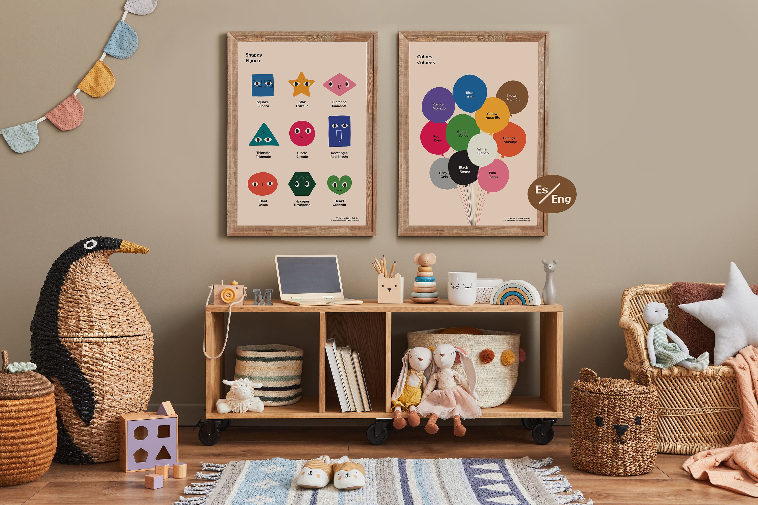 8 Pc Bilingual Spanish English Language Class, Nursery Poster, Numbers ...