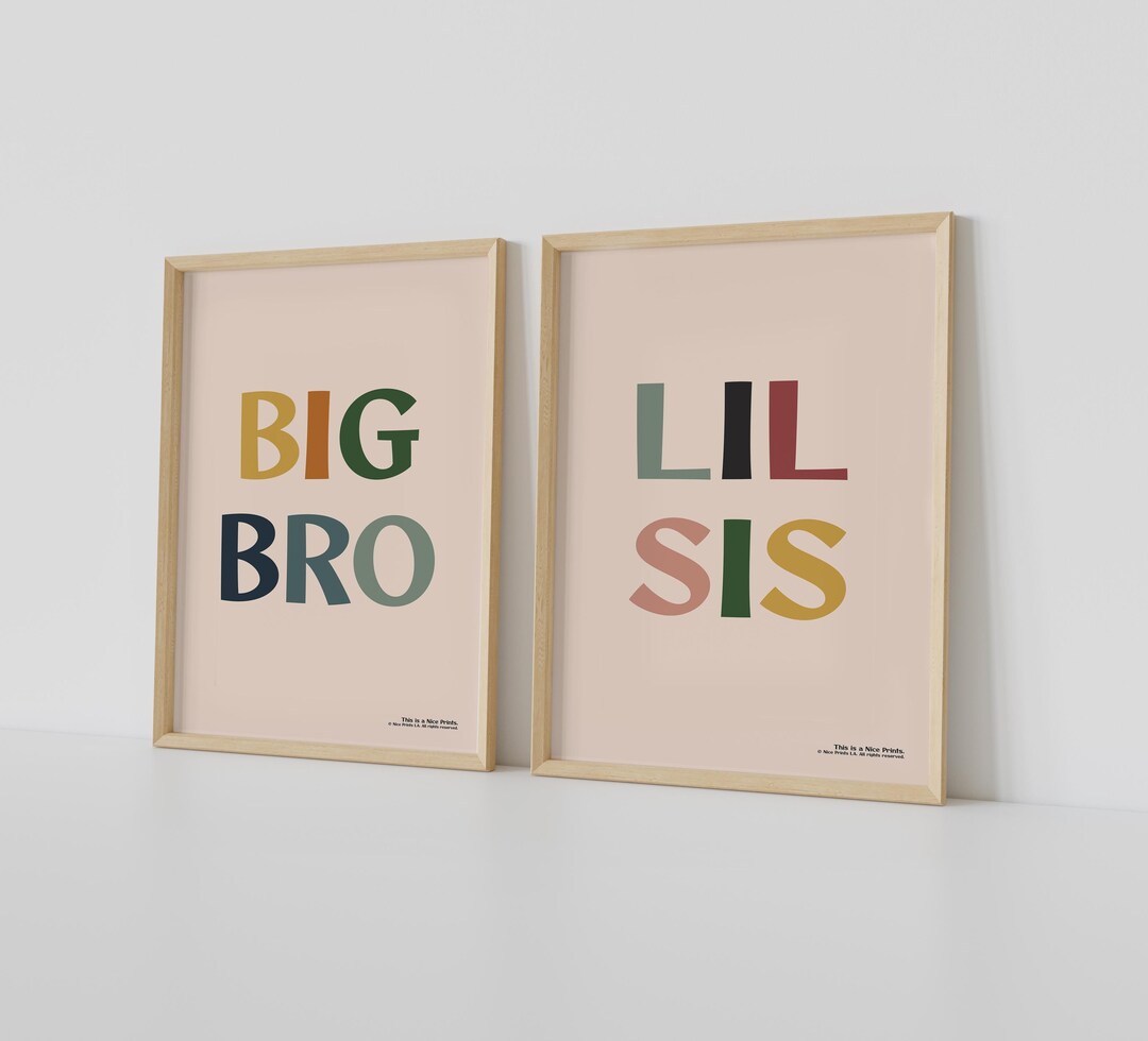 Brother Sister Room Wall Art, Siblings Shared Nursery Decor, Big ...