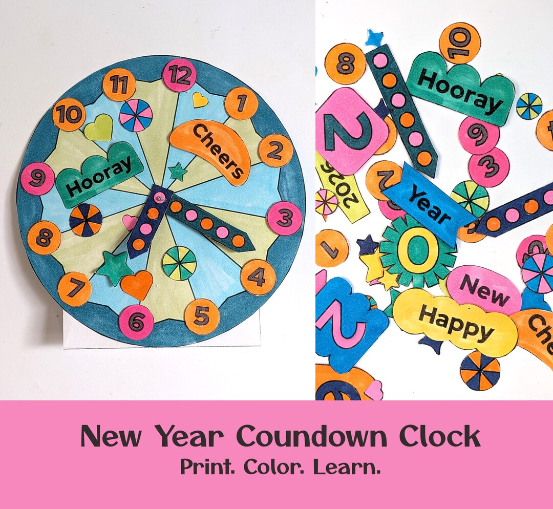New Year Countdown Clock Craft | Printable New Year Kid Activity | 2026 ...