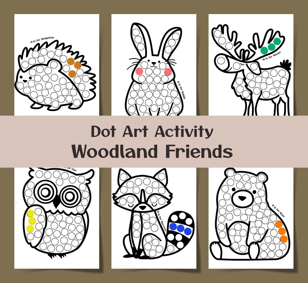 6 Woodland Forest Animal, Dot Sticker Activity, Toddler Art & Craft ...