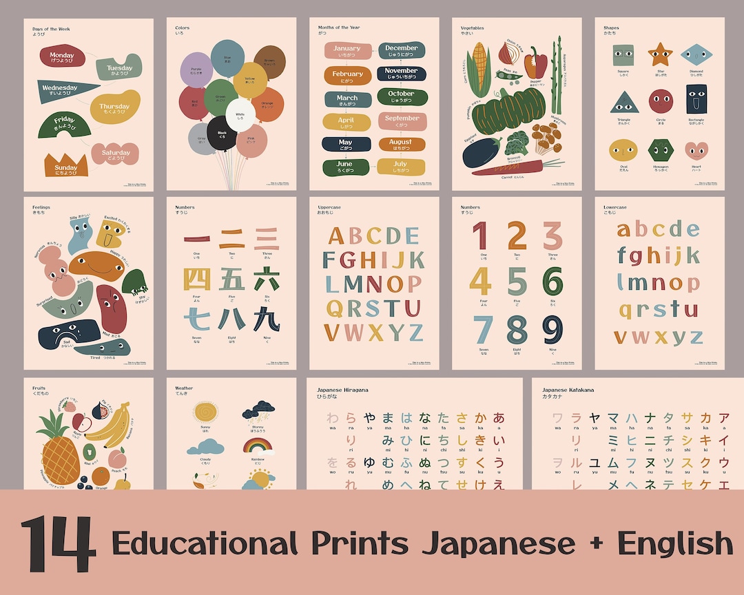 Stimulate Bilingual Exploration: 14 Japanese English Learning Prints ...