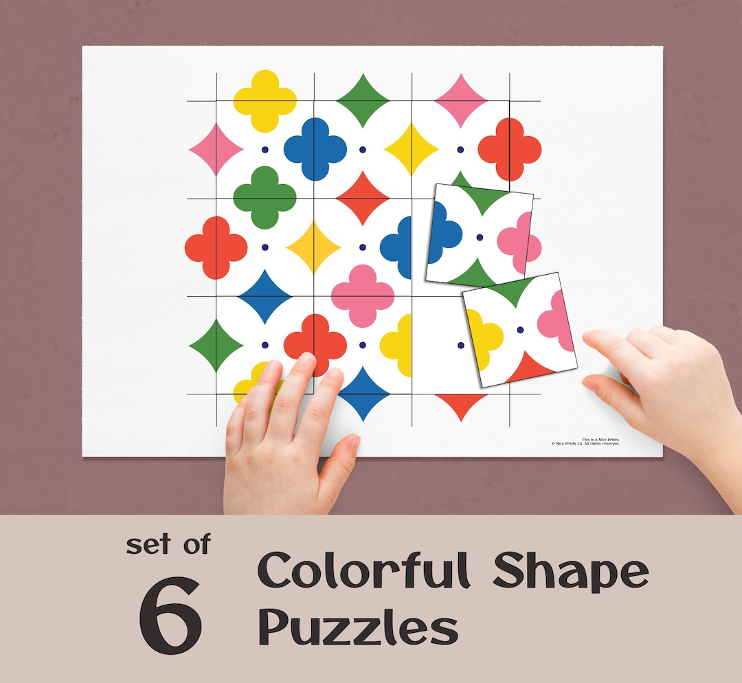 Set of 6 Shapes & Colors Puzzle Pattern Printable, Fun Activity for ...