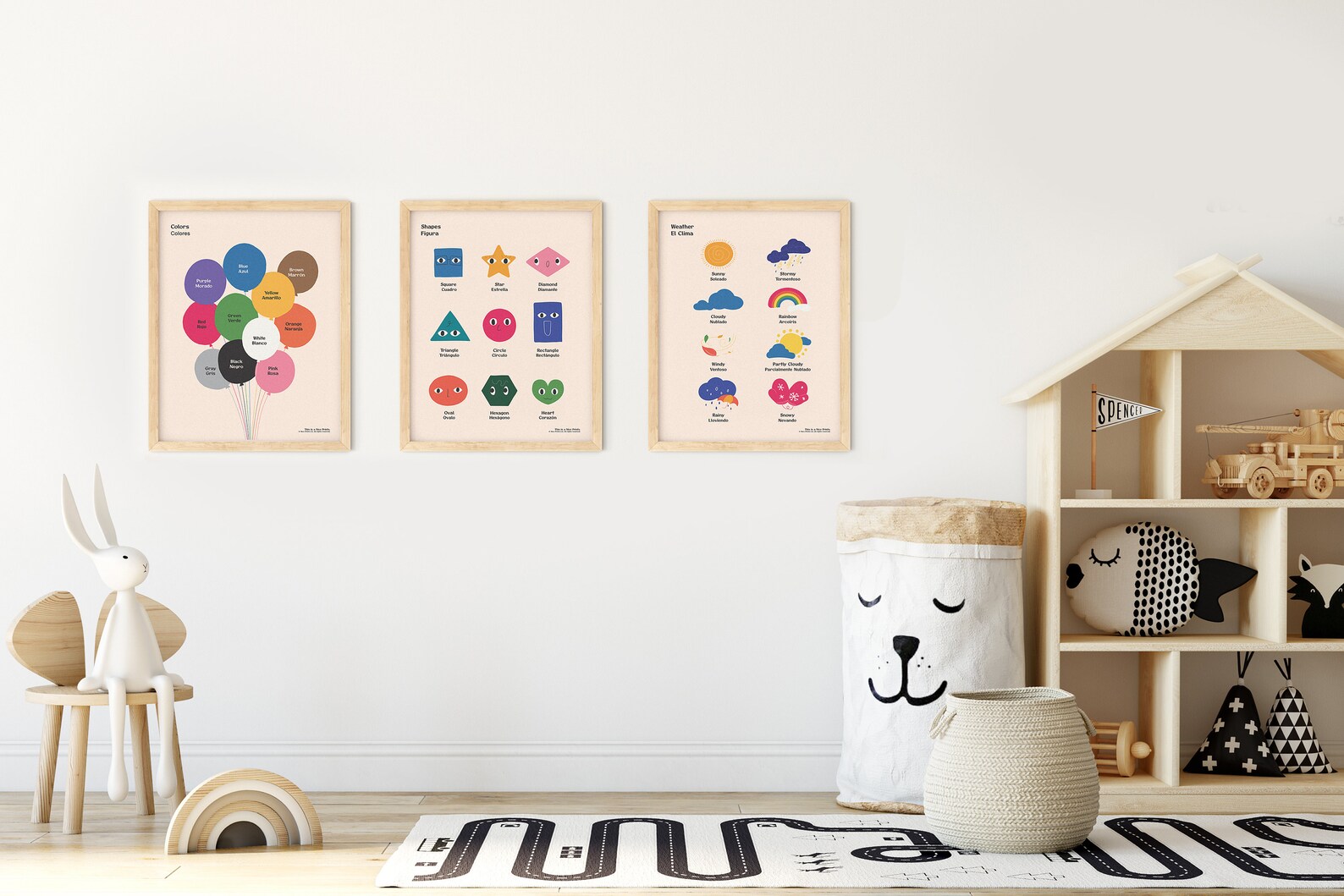 3 Pc Multilingual Spanish English Nursery Poster, Bilingual Language ...