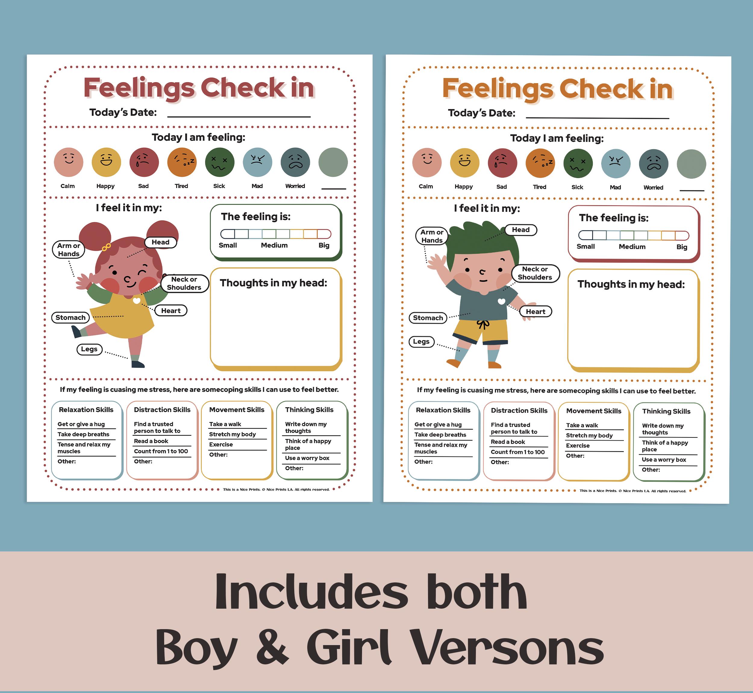 Feelings Check-in Printable for Kids | Children Emotional Awareness ...